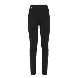 Philipp Plein Femme, Pantalons, Noir, Taille: 42 FR Leggings Taille Haute Stones