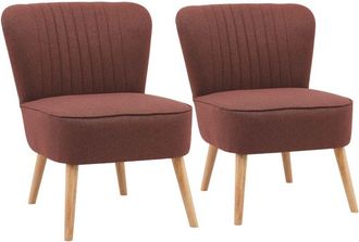 Oviala Lot de 2 fauteuils style crapaud en tissu bordeaux