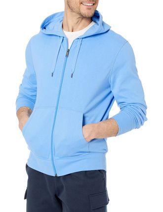 Amazon Essentials Herren Leichter French-Terry-Hoodie Mit Durchgehendem Rei&szlig;verschluss Und Bequemer Passform, Franz&ouml;sisch Blau, XXL