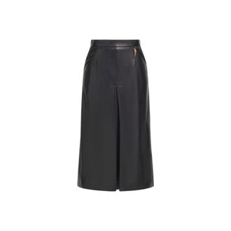 Roberto Cavalli Schwarzer Leder Midi Rock Frau - - Skirts - Damen - Schwarzk - S
