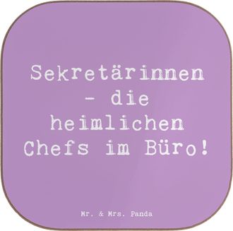 Mr. & Mrs. Panda Flaschenuntersetzer Spruch Sekretärin Chefin - Geschenk, Berufsalltag, Untersetzer für Gläser, Beruf, Arbeitsatmosphäre, kreative Geschenke, gläserunt