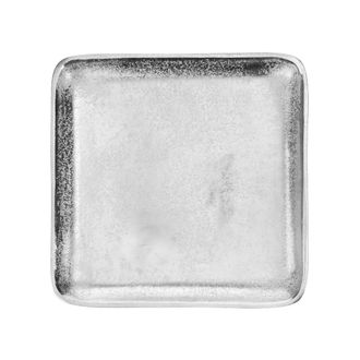 Butlers Banquet Dekoteller 25x25 quadratisch - Eckiger Servierteller aus Aluminium silbern vernickelt - Kerzenteller