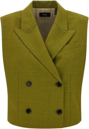 Theory Zweireihige Weste aus City Twill - - Jackets - Damen - Gr&uuml;n - XS
