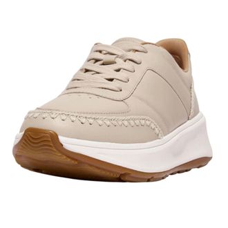 FitFlop geh&auml;kelt Sneaker f&uuml;r Damen, Leder, flach geformter Absatz (Beige)