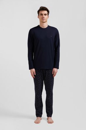 Eden Park Pyjama Long En Coton Bleu Marine