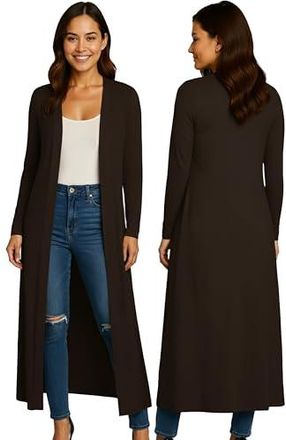 Re Tech UK Gilet Long - pour Femme - col/Manches Longues - Style Boyfriend/l&eacute;ger - Noir - XXXL EU 52-54 (Grande Taille)