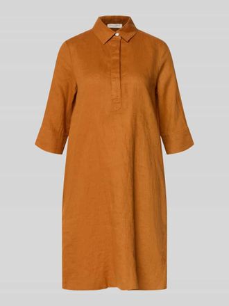Christian Berg Knielanges Hemdblusenkleid aus Leinen mit 3/4-Arm