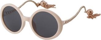 Generic Lunettes de soleil rondes tendance vintage pour femmes, cadre couleur bonbon, pendentif décoratif à franges, lunettes de soleil, C5, taille unique 202