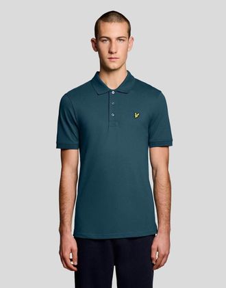 Lyle & Scott kurz&auml;rmliges einfarbiges Poloshirt in kr&auml;ftigem Petrol-Blau
