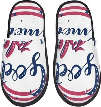 Generic Chaussons Femme Homme Impression Étoile Patriotique « Que Dieu Bénisse LAmérique » Chaussons Antidérapantes Automne Hiver Chaude Pantoufles, Pour Homm