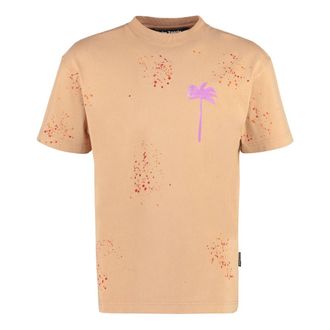 Palm Angels Baumwoll-T-Shirt mit Rundhalsausschnitt - - Tops - Herren - Braun - XS