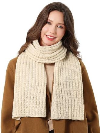 DonDon &eacute;charpe femme hiver foulard femme &eacute;charpe en laine ch&acirc;le femme - Cr&egrave;me