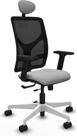 Piqueras y Crespo Hellgrauer Stuhl mit 2D-Armlehnen, h&ouml;henverstellbarer Lendenwirbelst&uuml;tze und festem Kopfteil, ausgestattet mit Syncro/Traslack und Schneideschaum. Sch