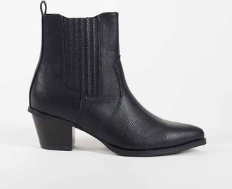 Asos Western-Chelsea-Boots mit kubanischem Absatz in schwarzer Struktur