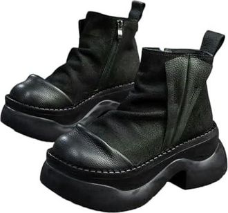 Generic QXDZSW 6.5cm Suede Mocassins Chemin&eacute;e Mode Cheville Bottines Automne Dames Moto Printemps Bottes Femmes Chaussures, vert fonc&eacute;, 39.5 EU