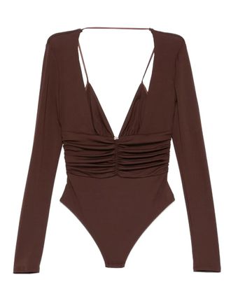 Elisabetta Franchi body à manches longues - Marron