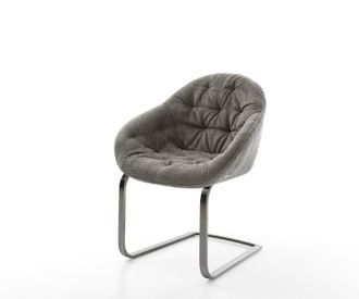 DELIFE Freischwinger Gaio-Flex Boucl&eacute; Soft Schlamm Freischwinger flach Graphit, Esszimmerst&uuml;hle