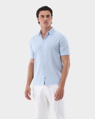 van Laack Strickhemd mit kurzarm aus Air Cotton