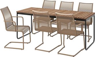 IKEA VÄSMAN / VÄSMAN Tisch+6 Armlehnstühle/außen