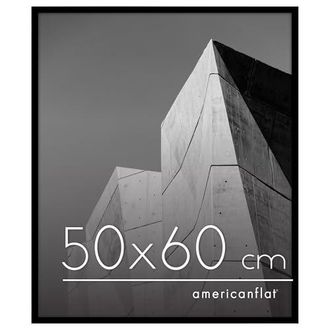 Americanflat Bilderrahmen 50x60 cm aus Kunststoff - schmaler Bilderrahmen 60x50 cm mit Plexi-Scheibe - Fotorahmen mit integrierter Aufh&auml;ngung f&uuml;r Hoch- und Querfor