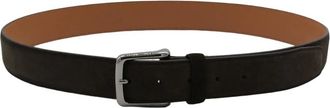 Tod's Tods G&uuml;rtel - Dark Suede Belt With Polished Silver Buckle - Gr. 105 - in Schwarz - f&uuml;r Damen