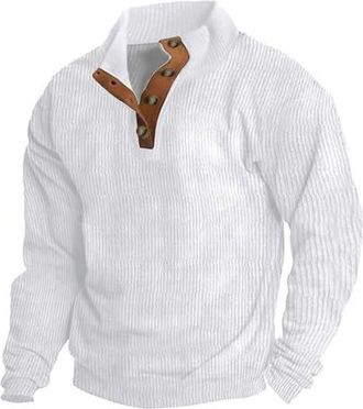 Generic Pull à col rond pour homme American Plus velours épais chaud résistant au froid lourd manches longues décontracté, blanc, XXL
