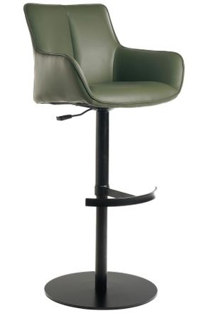 Novel Barhocker, Gr&uuml;n, Schwarz, Metall, Leder, Echtleder, B&uuml;ffelleder, S&auml;ule, Bodenplatte, 54x92-112x55 cm, Lederauswahl, Sitzfl&auml;che 360&deg; drehbar, automatis