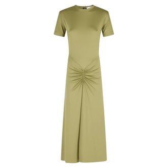 Victoria Beckham Femme, Robes, Vert, Taille: 34 FR Robe Midi T-Shirt avec Taille Fronc&eacute;e