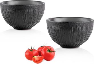 Wilmax England Wilmax - Schale aus Porzellan - 1000ml - 2er Set - Salatschüssel - Schwarzer Schüssel für Snacks, Salat -Obstschale - Müsli-Schale - Elegant und Kratz