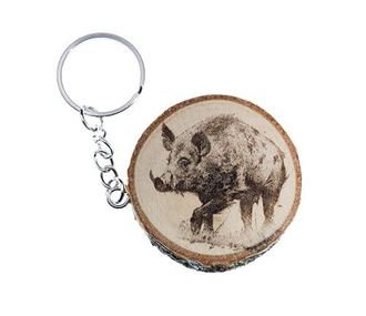 Generico Porte-cl&eacute;s en bois naturel avec animal de la for&ecirc;t, verro, sanglier, marron, Taille Unique