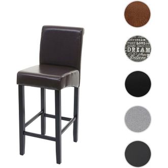 Mendler Tabouret de bar HWC-C33, tabouret de bar tabouret de comptoir, bois simli daim, pieds fonc&eacute;s, tissu/textile