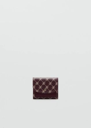 Mango Portefeuille moyen &agrave; rabat avec imprim&eacute; logo bordeaux - Femme - Taille unique - MANGO