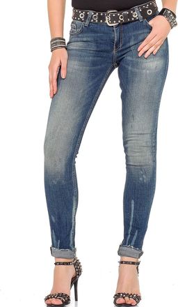 Cipo & Baxx Damen Jeanshose Denim Hose WD349 Blue W30 L34