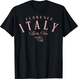 Trendy Apparel Florence Italy Bella Vita Line Art Rose T-Shirt