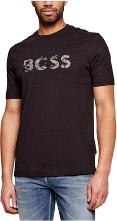 HUGO BOSS Homme, Tops, Noir, Taille: 5XL T-shirt imprim&eacute; en coton &agrave; col rond et manches courtes