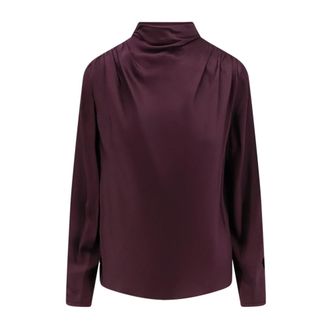 Vince Draped Cowl Neck Long-Sleeve Top - - Blouses & Shirts - Damen - Lila - S