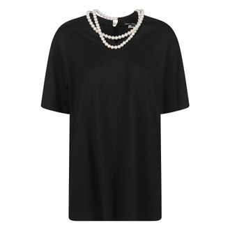 Junya Watanabe Pearl-Neckline Cotton T-Shirt - - Tops - Damen - Schwarzk - M