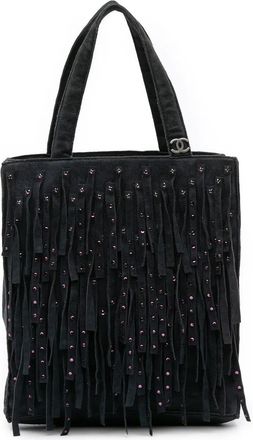 Chanel Shopper - Mini Suede Studded Fringe Tote - Gr. unisize - in Schwarz - für Damen