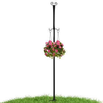Generic String Light Poles - Rustproof Metal Outdoor Hanging Plant Stand, Thickened Garden and Patio String Light Hanger | 2.7m Shepherds Hook with Hooks and 