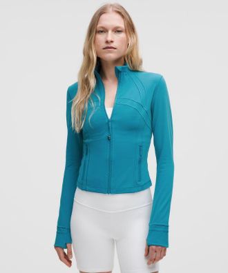 lululemon Define Crop-Jacke Nulu f&uuml;r Frauen - Gr&ouml;&szlig;e 14 in Hawaiian Blue