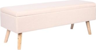 Relaxdays Banc Relaxdays en lin, rangement, HxLxP : 40x110x40 cm, pieds en bois, banc coffre pour chambre, couloir, beige