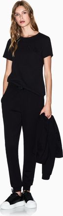 A|X Armani Exchange Womens Short Sleeve Front strassed Monogram T-Shirt, Black, XL