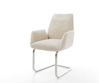 DELIFE Freischwinger Zoa-Flex Cord Beige Freischwinger flach Edelstahl Taschenfederkern, Esszimmerst&uuml;hle