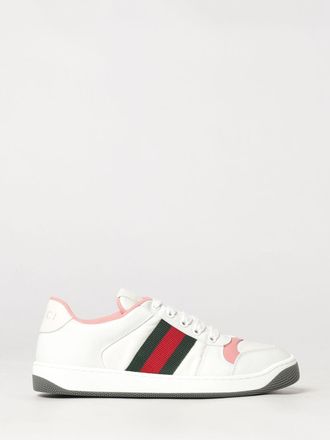 Gucci Baskets Screener en tissu et cuir avec d&eacute;tail bande Web