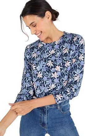 Damart T-Shirt Maille Chaude imprimé végétal Femme Bleu Imprimé Taille 42/44