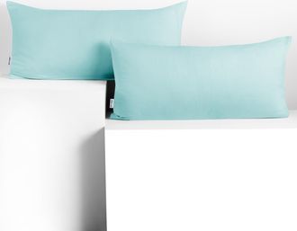 Decoking 2 Kissenbezüge 40x80 cm Jersey 100% gekämmte Baumwolle Reißverschluss hellblau Amber
