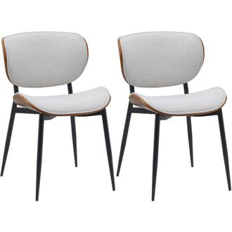 Clp Lot de 2 chaises visiteurs Enid recouvertes de similicuir ou de tissu Noyer / Crème Tissu