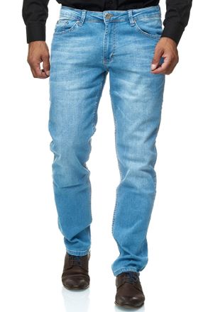 Jeel Herren-Jeans - Regular-Fit Straight-Cut - Stretch - Jeans-Hose Basic Washed 02-hellblau 30W / 34L