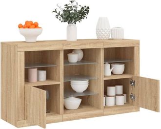 vidaXL Vidaxl - Buffet avec lumières led chêne sonoma 123x37x67 cm