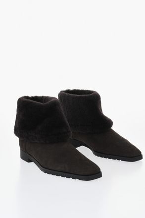 Toteme Stiefeletten Aus Wildleder Mit Shearling-Finish Und Quadratischer Spitze Tot&ecirc;me